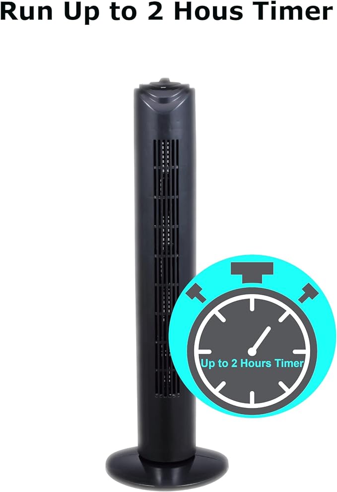 32" Oscillating Tall Tower Fan with timer, Black – Tepito Electronics
